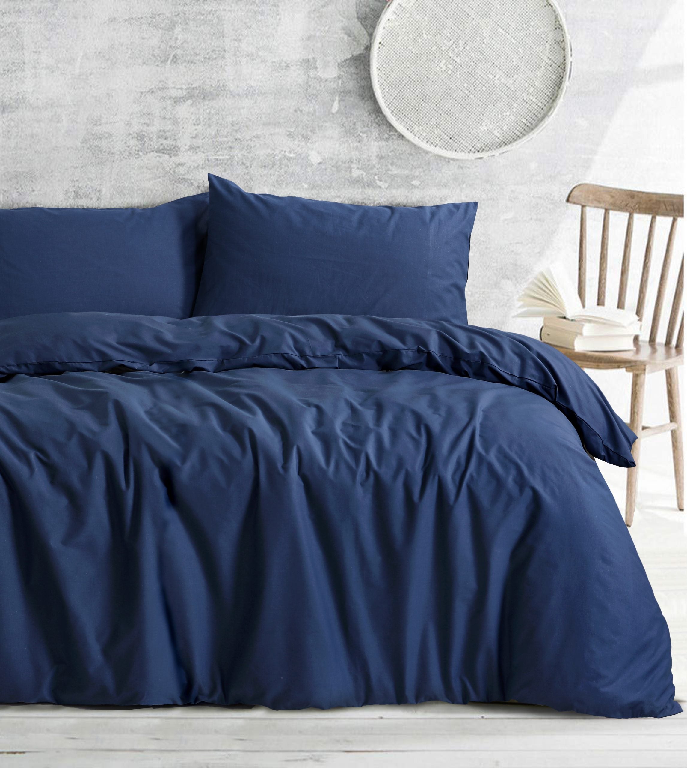 Classic Balance Plain Quilt Cover Set -Cotton Rich Fabric | Aegean blu ...